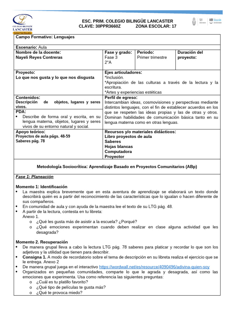 LENGUAJES 2do Imprimir - Cont 2 | PDF | Salón de clases | Aprendizaje