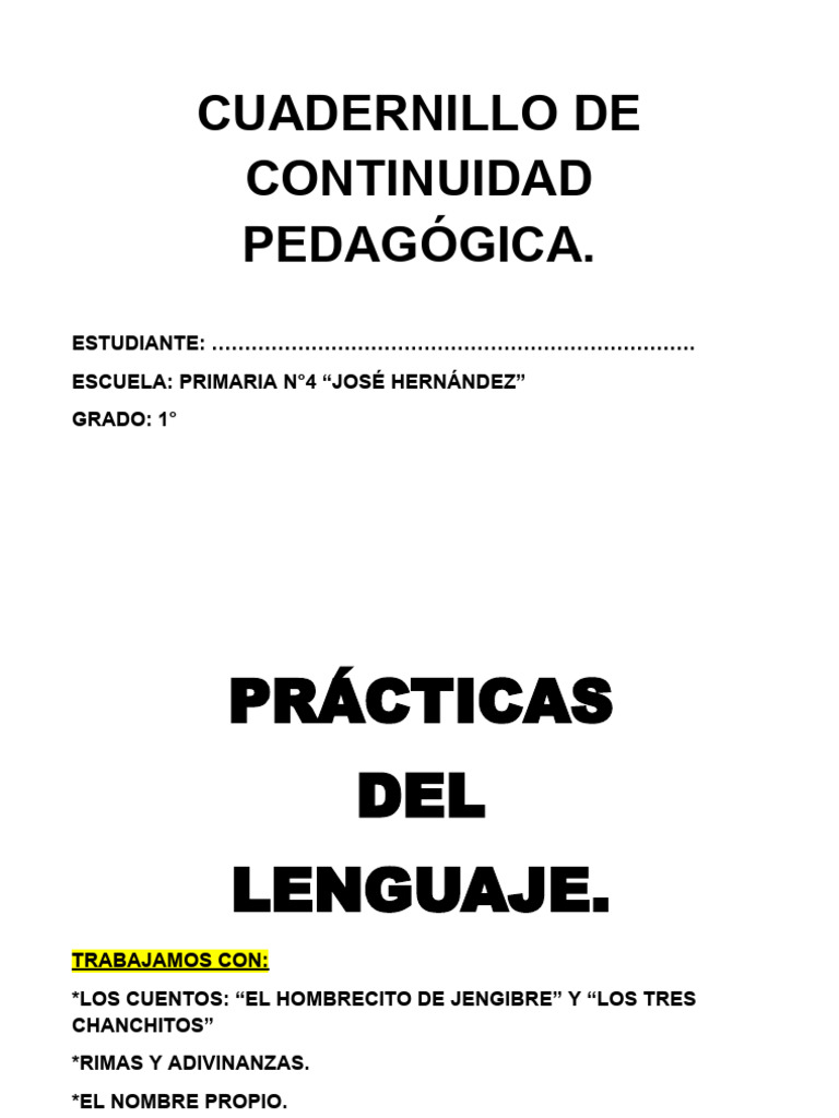 Cuadernillo Continuidad Pedagogica | PDF