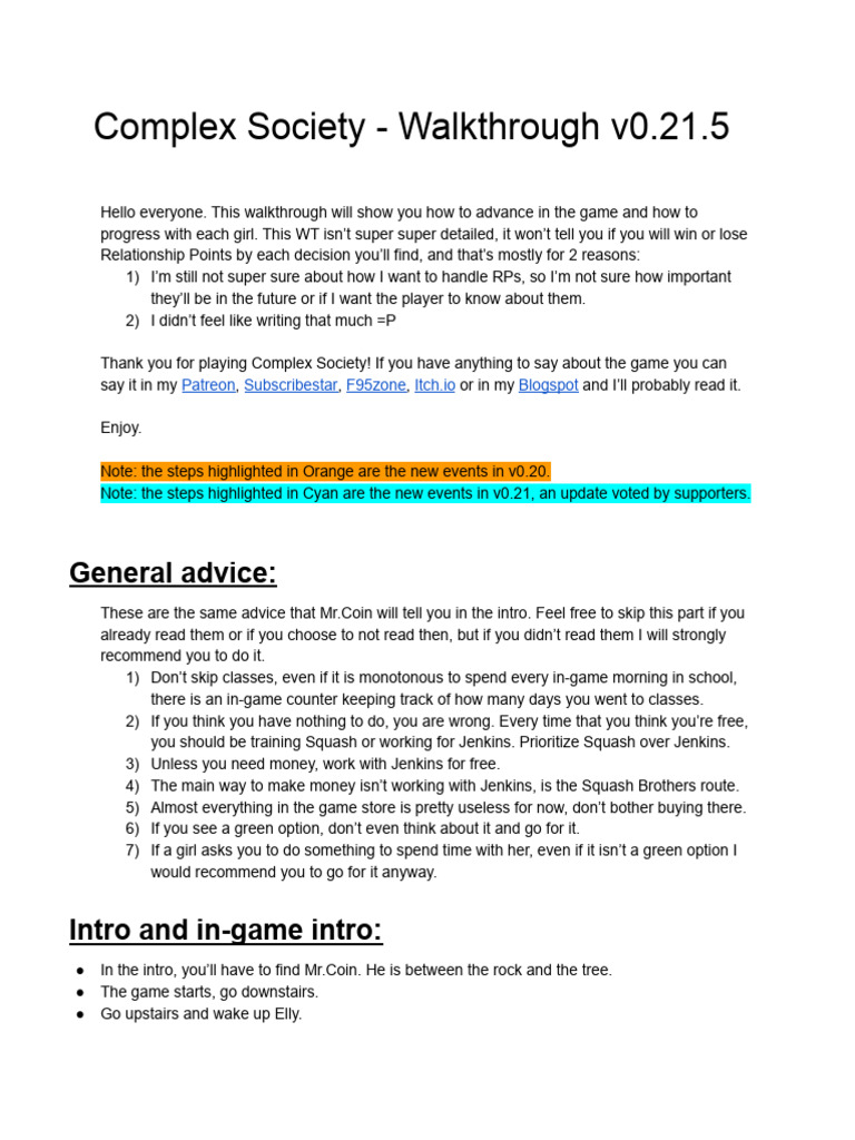 Complex Society - Walkthrough | PDF