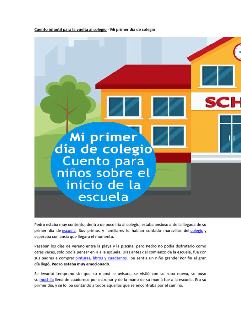 Mi Primer Dia de Colegio | PDF