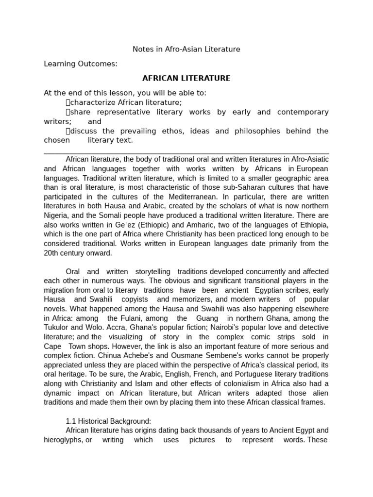 AFRICAN_LITERATURE | PDF | African Literature | Short Stories