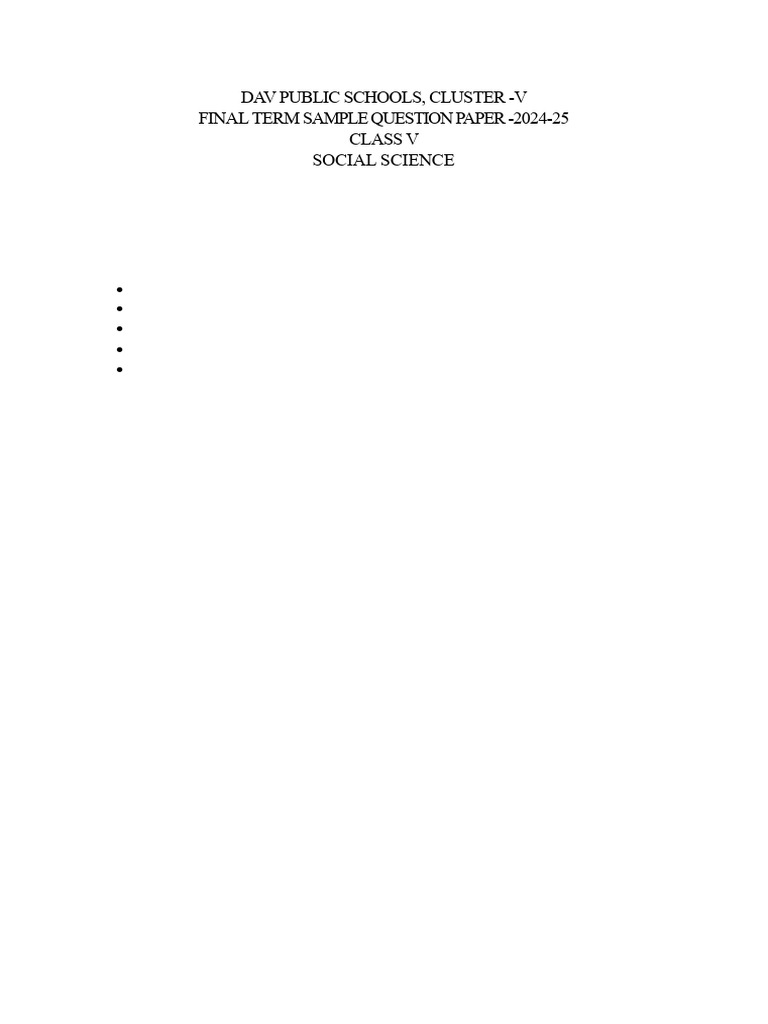 Grade V SSC Sample Paper 2024-25 | PDF