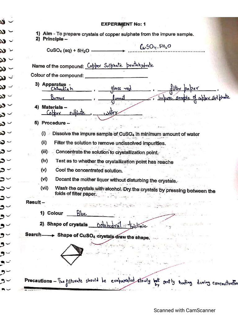 Class XI 1 Crystallisation of Cuso4 | PDF