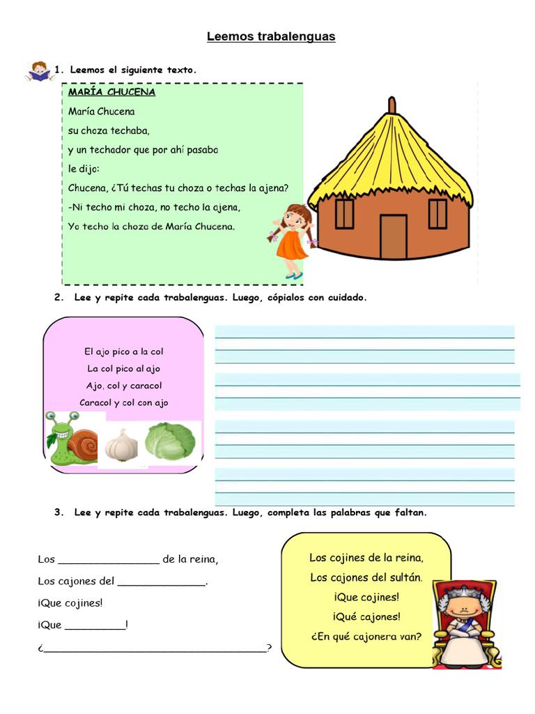 Ficha D1 Com Leemos Trabalenguas | PDF
