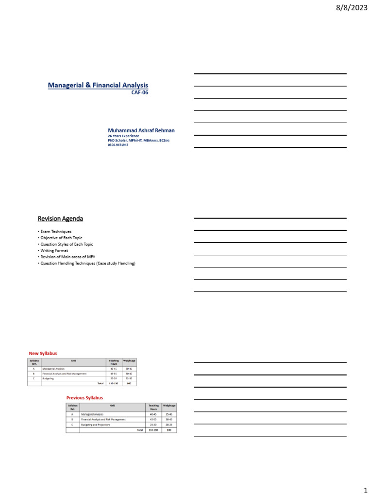 Managerial & Financial Analysis Guide | PDF | Swot Analysis | Strategic ...