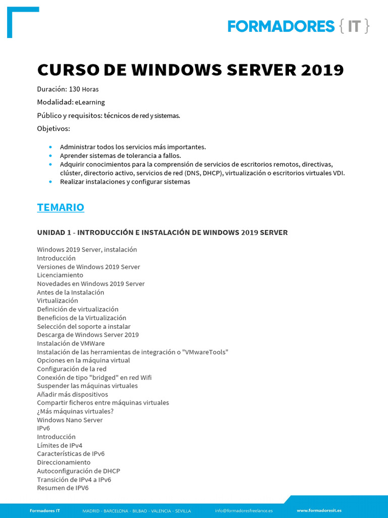 Windows Server 2019 | PDF | Directorio Activo | sistema de nombres de dominio