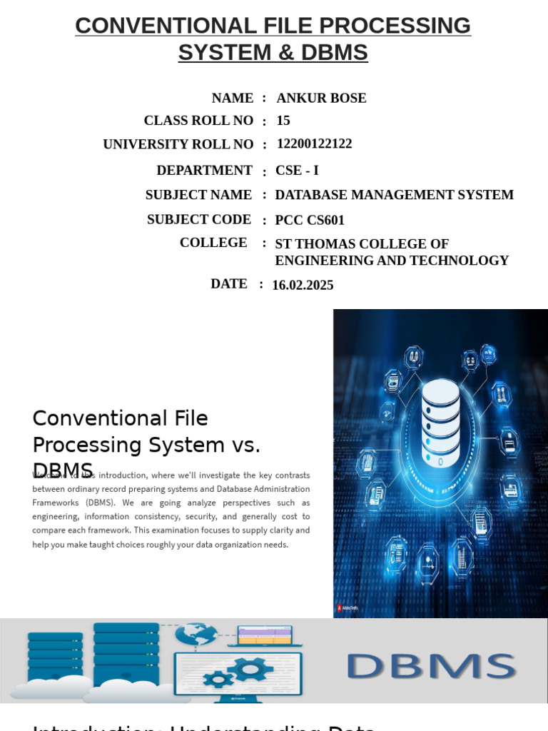 File Processing vs. DBMS Comparison | PDF | Databases | Information