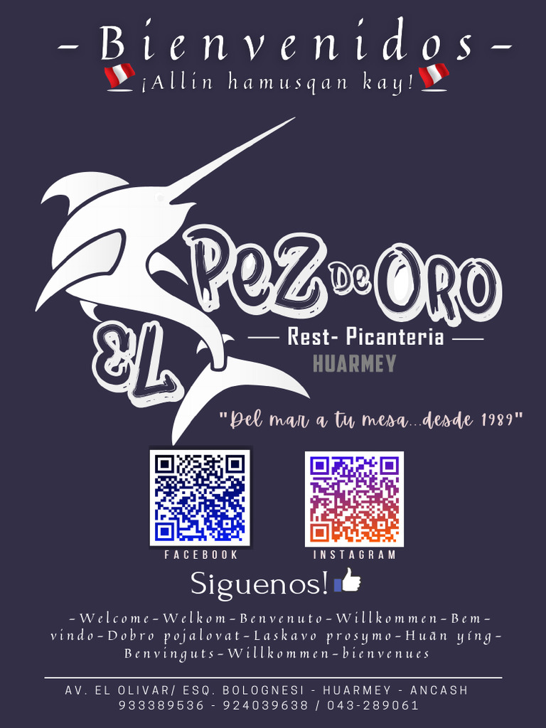 Carta Pez de Oro Precios | PDF | Mariscos | Ingredientes de comida