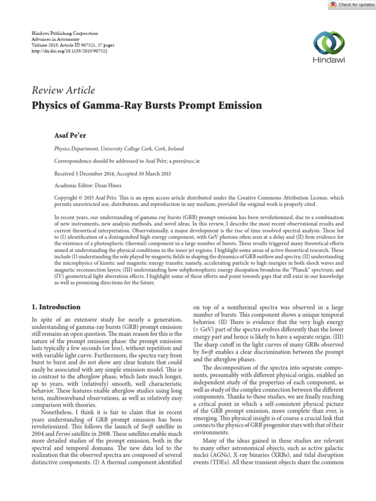 Advances in Astronomy - 2015 - Pe'er - Physics of Gamma Ray Bursts ...