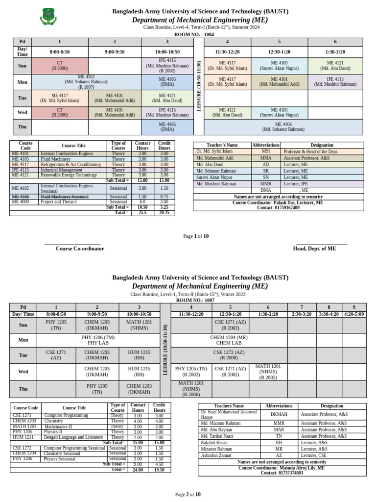 Class Routine Winter 2023 | PDF | Applied And Interdisciplinary Physics ...