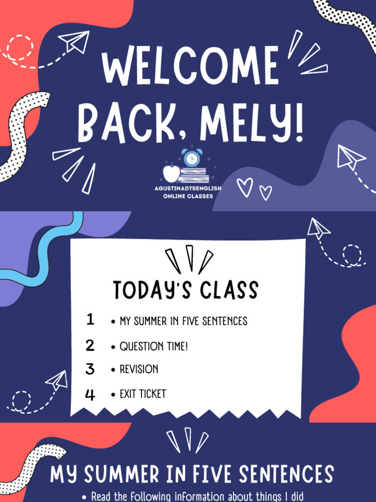 WELCOME BACK! - Presentation | PDF | Question | Morphology