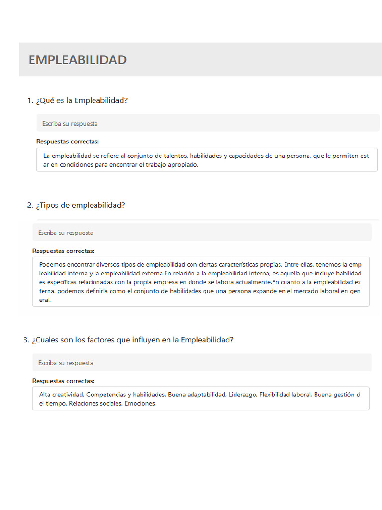 Cuestionario Empleabilidad | PDF
