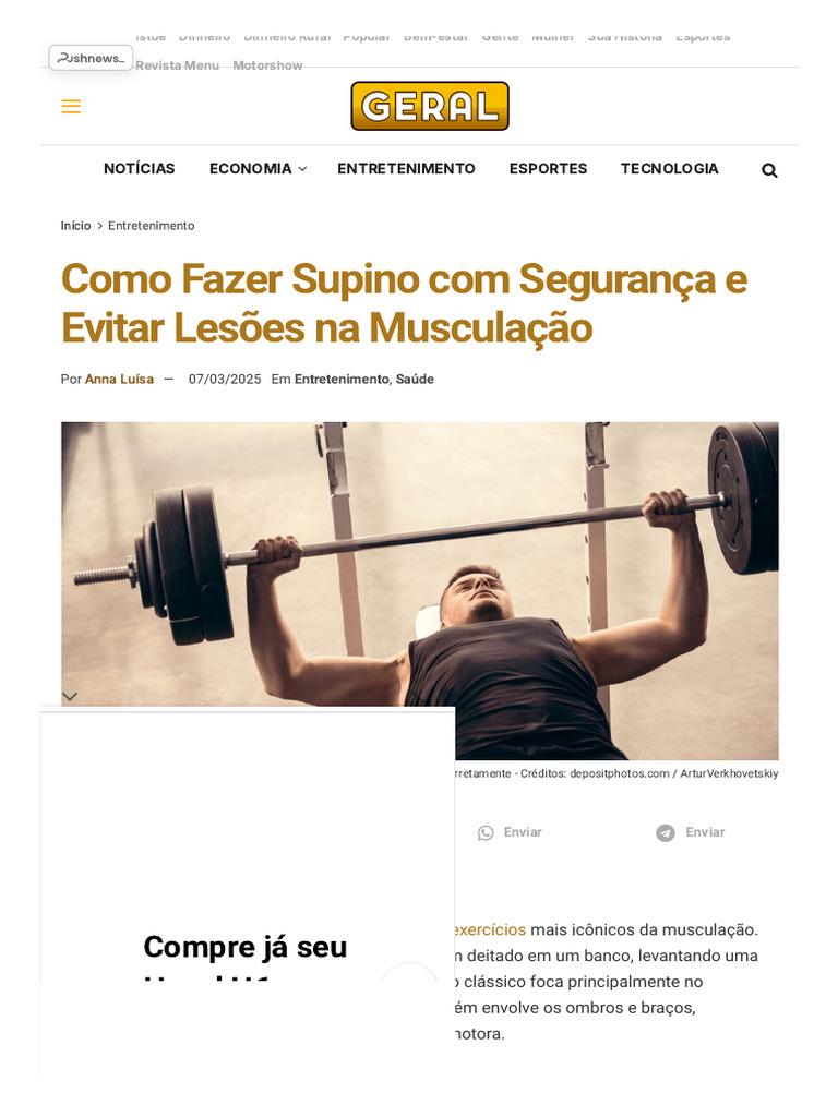 Como Fazer Supino Com Segurança e Evitar Lesões Na Musculação | PDF ...