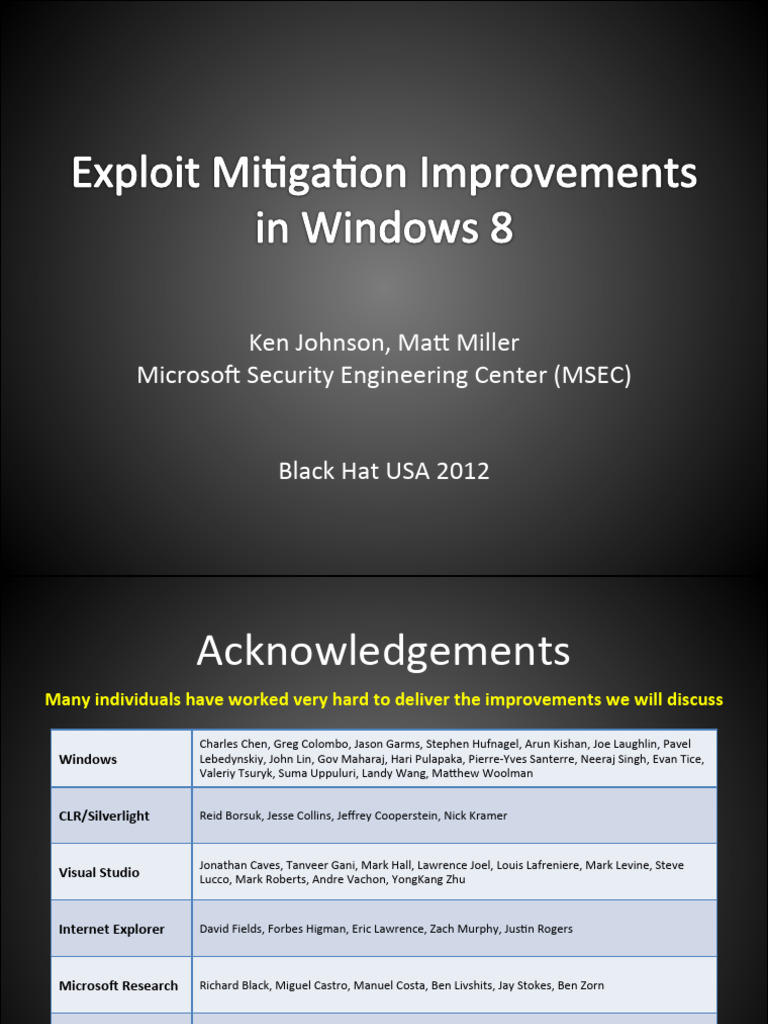 BH US 12 Miller Exploit Mitigation Slides | PDF | System Software | Security