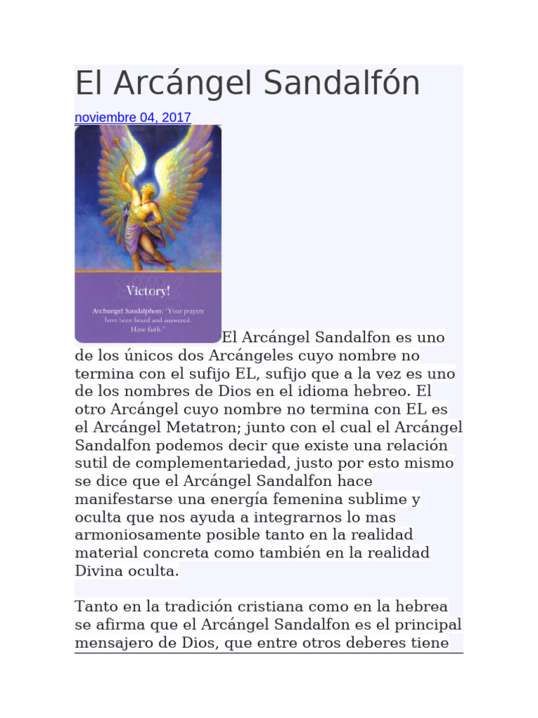 El Arcángel Sandalfón: Mensajero Divino | PDF | Creencia religiosa y ...