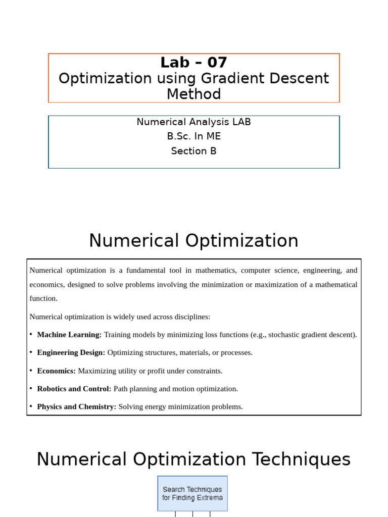 Optimization Gradient Descent Method | PDF