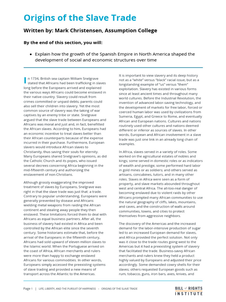 Origins of the Slave Trade Explained | PDF | Atlantic Slave Trade | Slavery