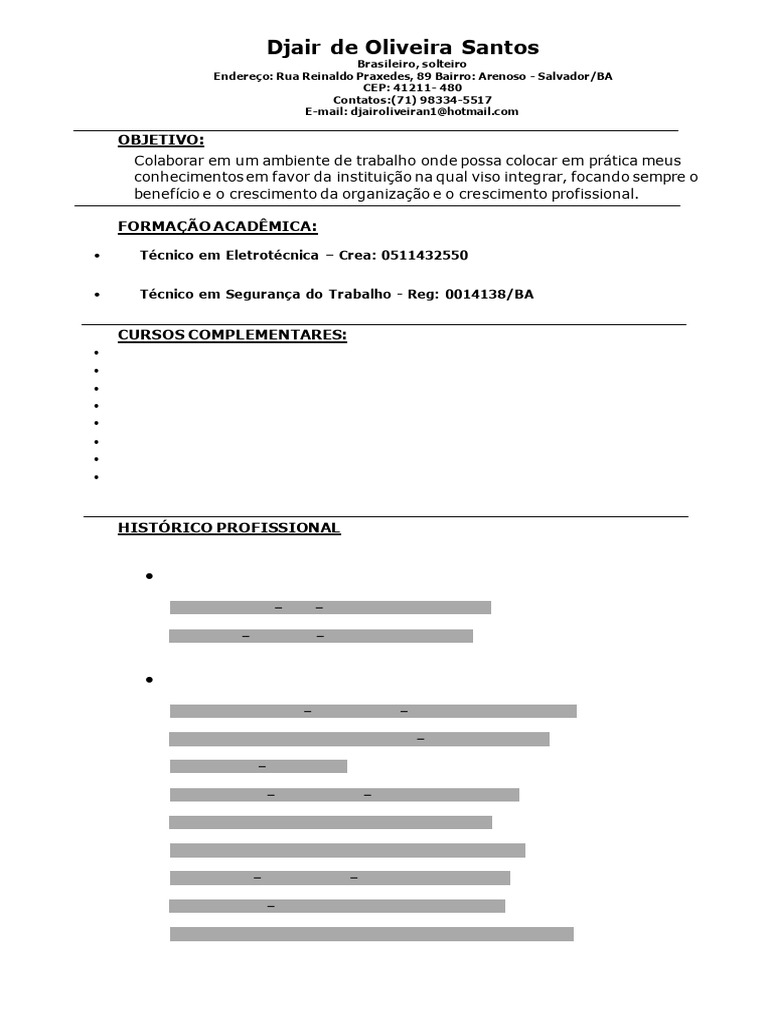 Currículo Djair TST 2025 | PDF