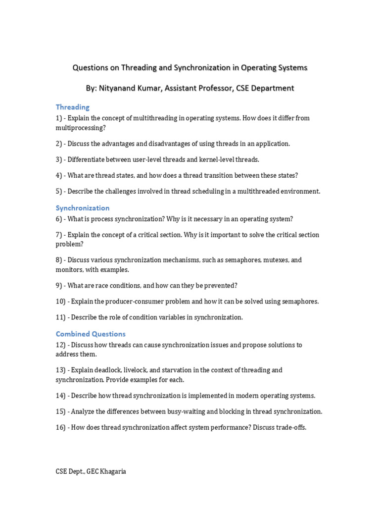 OS_Threading_Synchronization | PDF | Thread (Computing) | Computer Programming