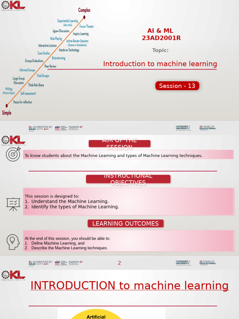 CO3 Session-1 ML Introduction | PDF | Machine Learning | Computer Science