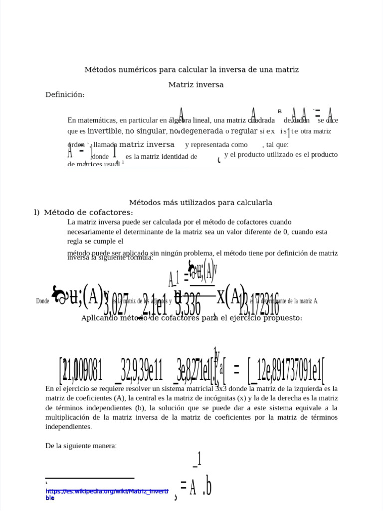 PDF Metodos para Calcular La Matriz Inversa - Compress | PDF | Matriz ...