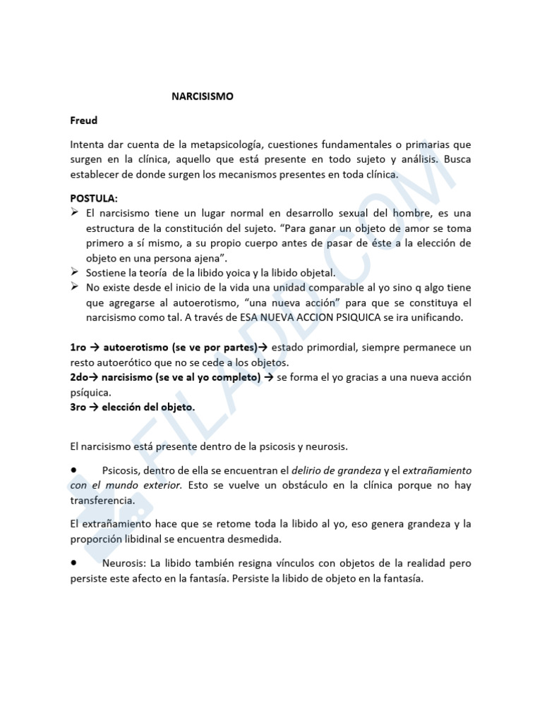 Narcisismo: Freud y Lacan en Psicoanálisis | PDF | Libido | Narcisismo
