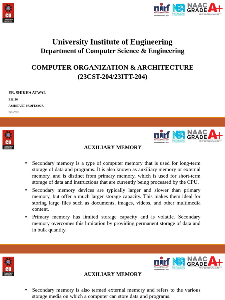 Lecture 2.2.3 (Auxiliary Memory) | PDF | Computer Data Storage | Computer Memory