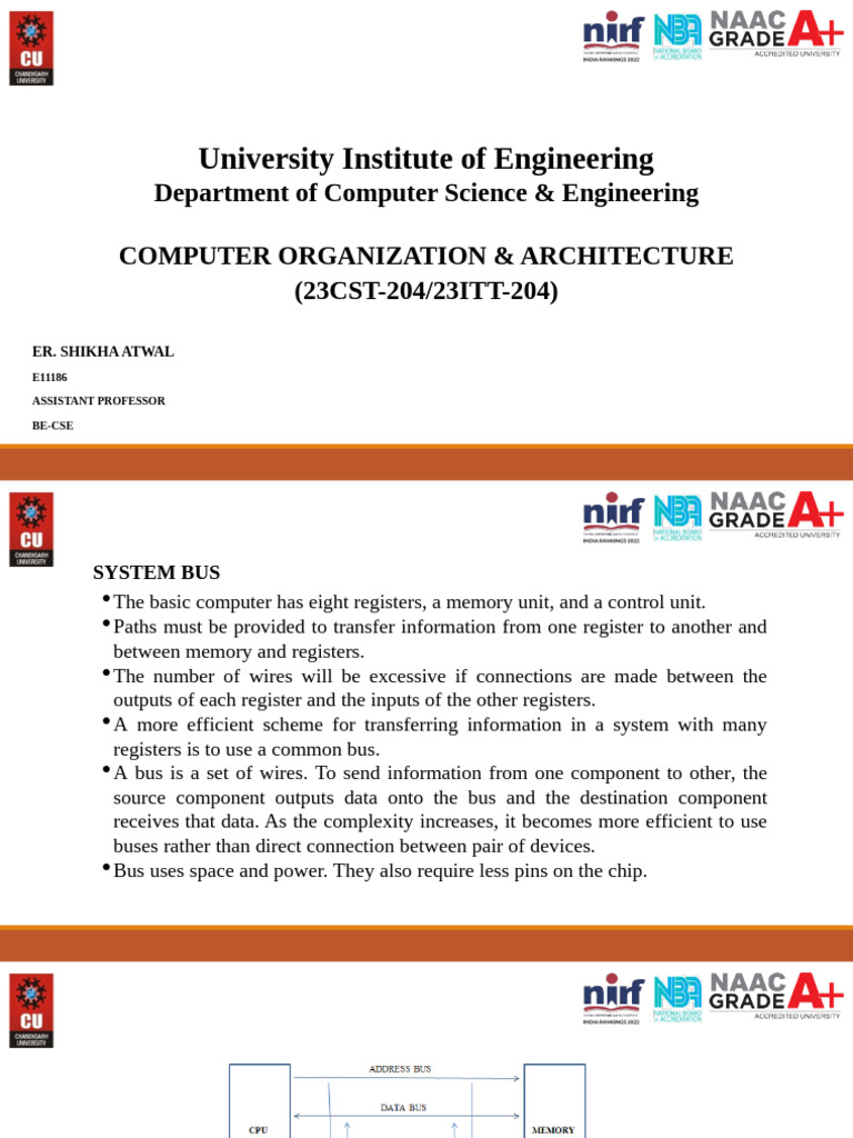 Lecture 1.1.3 (System Bus Structure-Data, Address and Control Bus) | PDF | Input/Output ...
