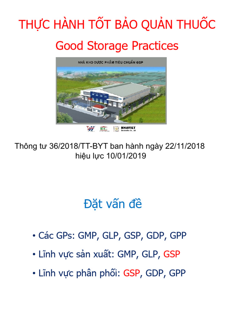 Thực Hành Tốt Bảo Quản Thuốc Good Storage Practices | PDF