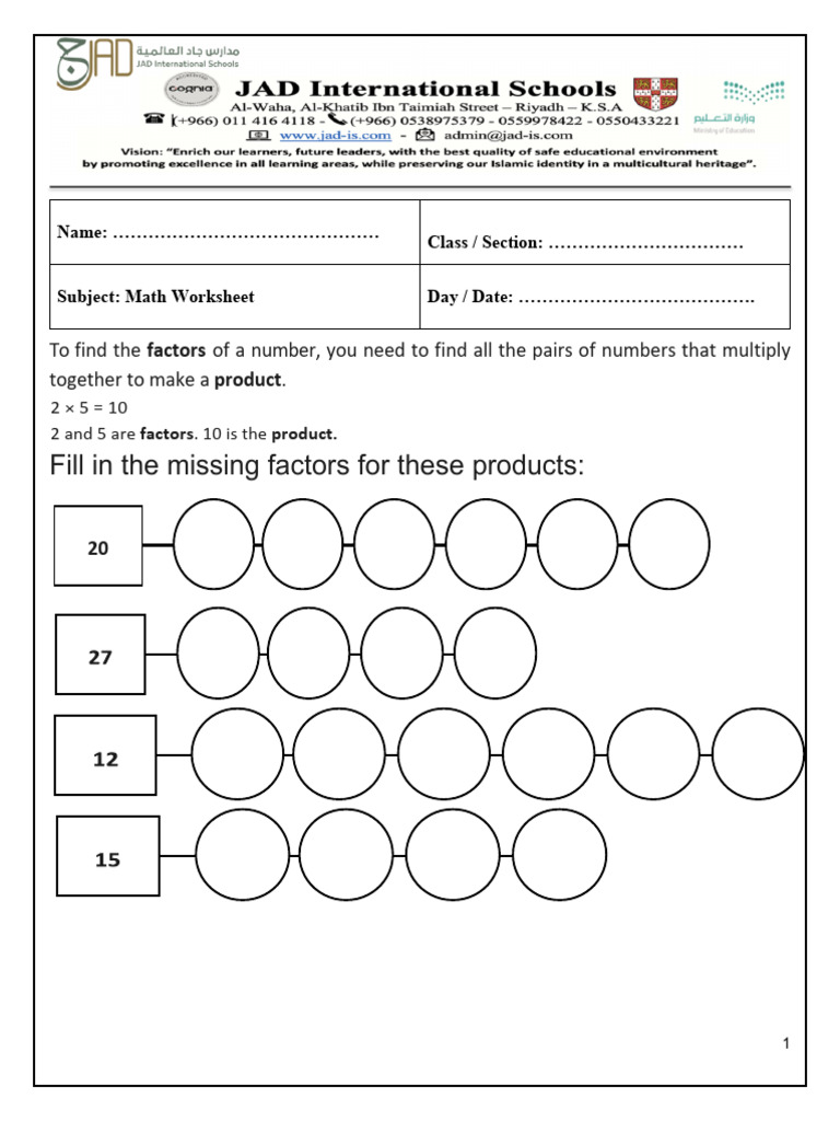 Gr3 Week7 Worksheet | PDF