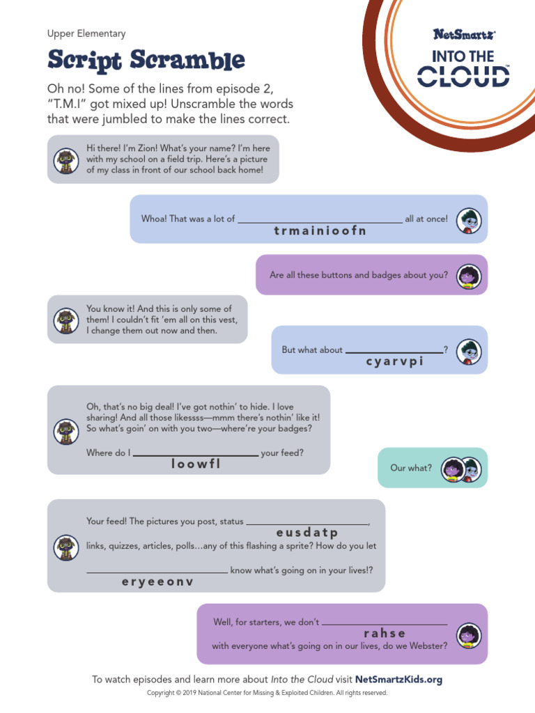 Activity-Script-Scramble 6th-8th Grade | PDF