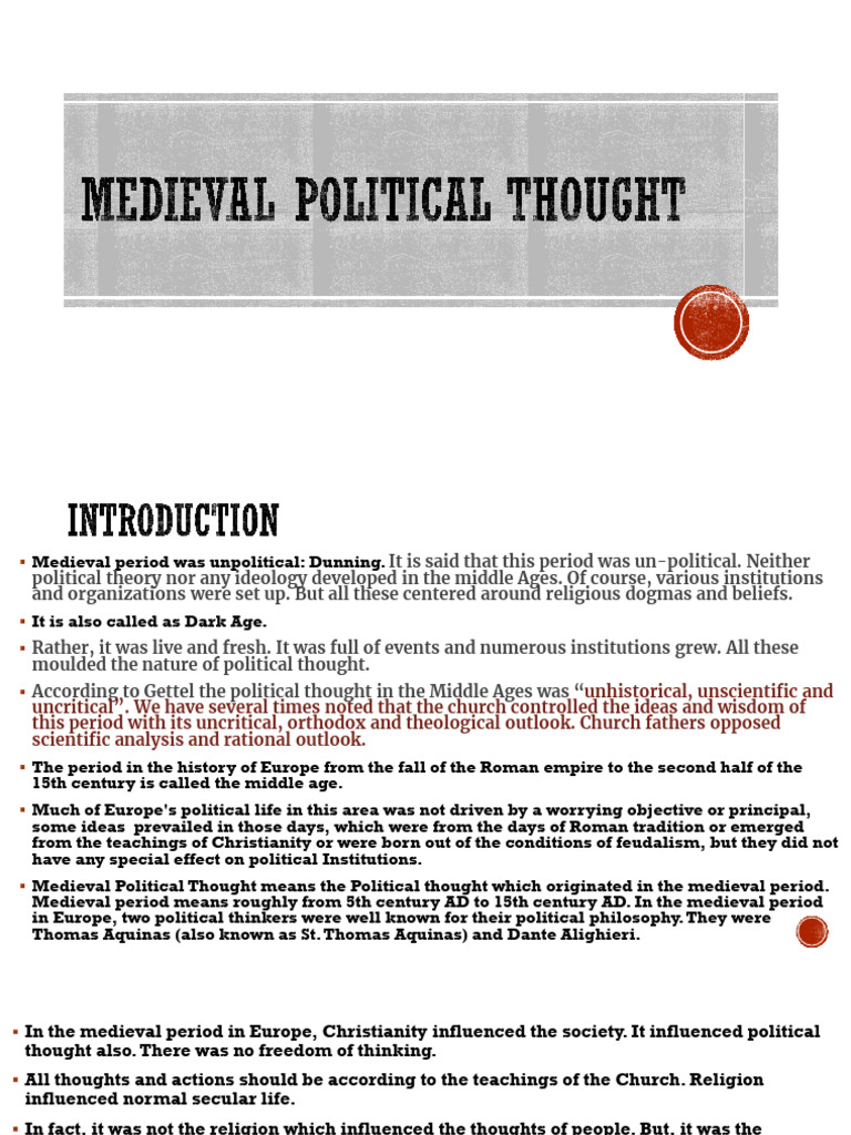 Medieval Political Thought | PDF | Political Philosophy | Middle Ages