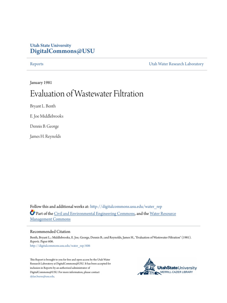 Wastewater Filtration Evaluation Report | PDF | Filtration | Sewage ...