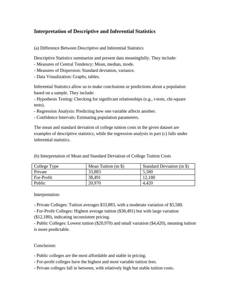 Descriptive Vs Inferential Statistics | PDF