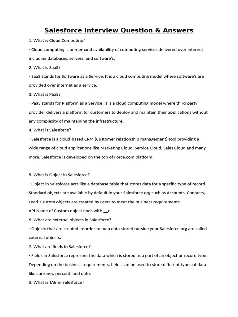 Salesforce Interview Q & A | PDF | Cloud Computing | Software As A Service