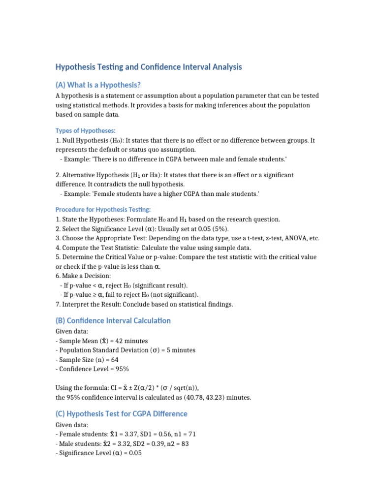 Hypothesis Testing Analysis | PDF | P Value | Hypothesis