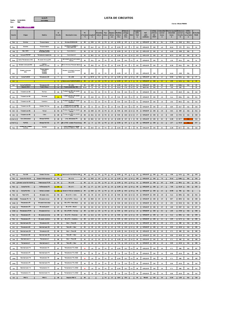 TABLAS EN EXEL Circuitos Traceados Asbuilt-7 | PDF
