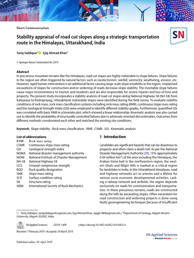 Stability Appraisal of Road Cut Slopes A | PDF | Landslide | Earth Sciences
