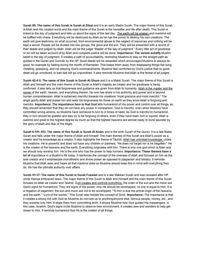 Surah 99 - The Name of This Surah Is Surah Al-Zilzal and It Is An Early ...