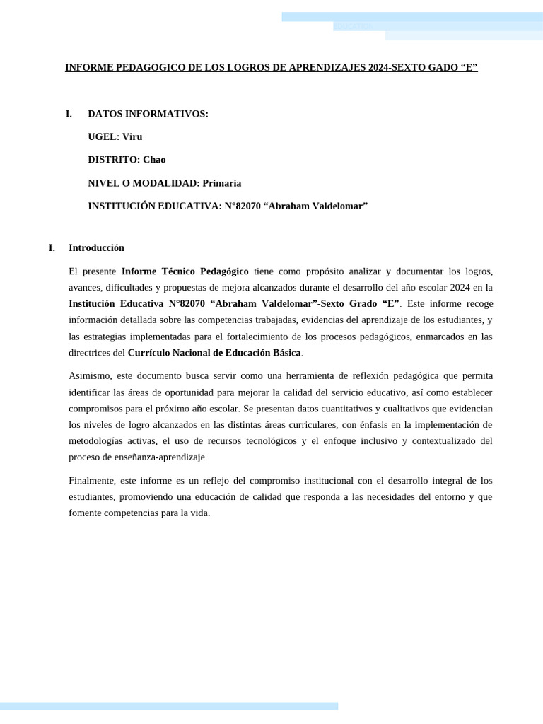 Informe #017 - Informe Técnico Pedagógico-Primaria | PDF