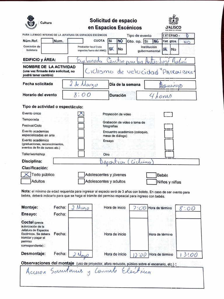 Solicitud Ciclismo de Velocidad Patron Bike | PDF