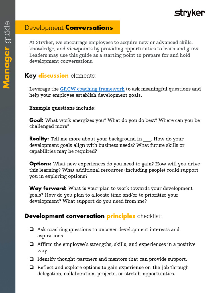 Manager Development Conversation Guide | PDF