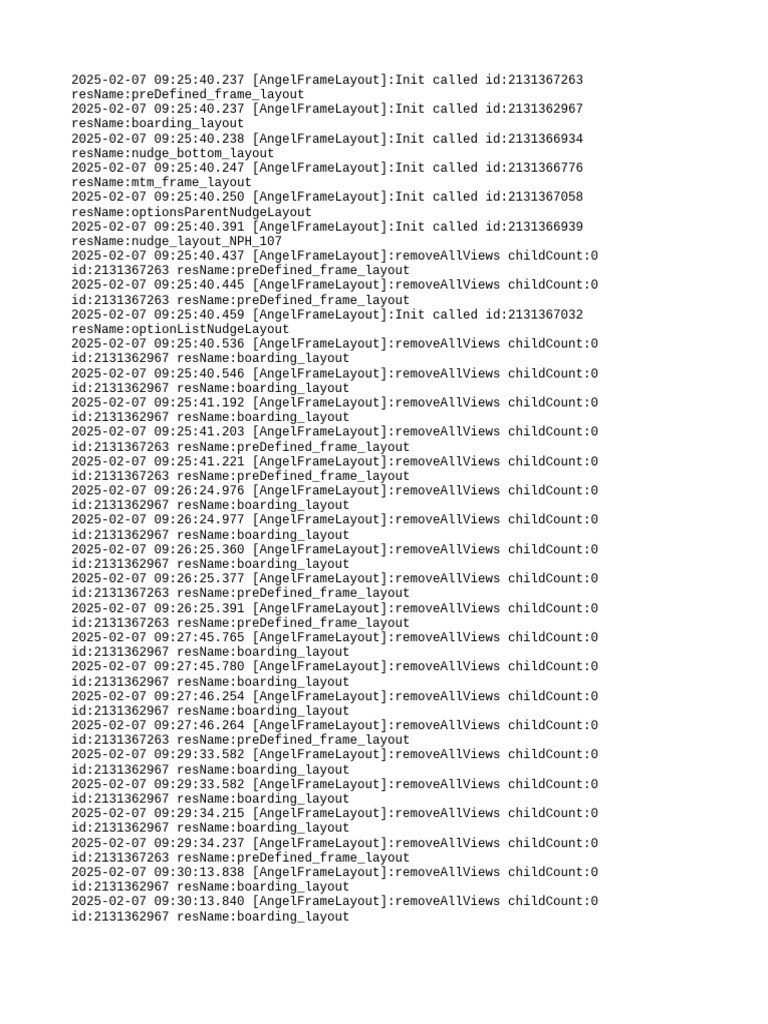 AngelFrameLayout Initialization Logs | PDF