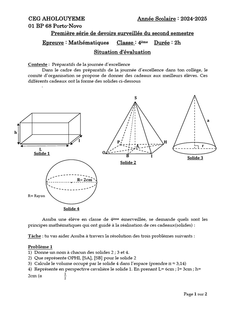 Problèmes de mathématiques en 4ème | PDF | Mathématiques