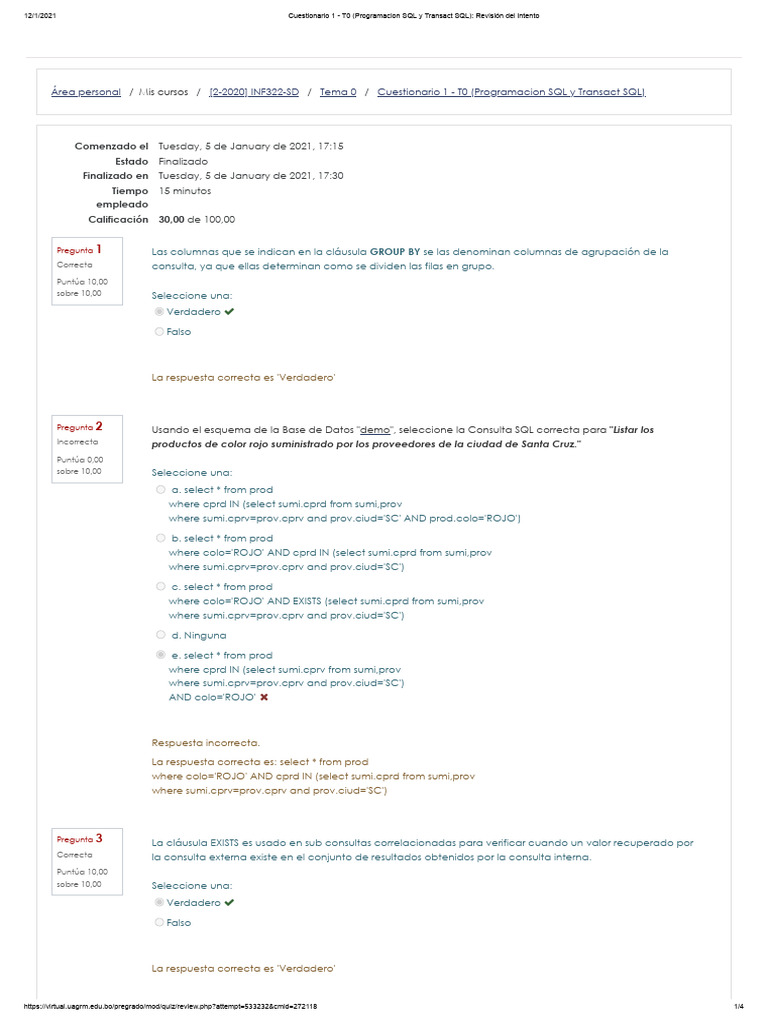 00_HenryCuestionario 1 - T0 (Programacion SQL y Transact SQL)_ Revisión del intento | PDF | SQL ...
