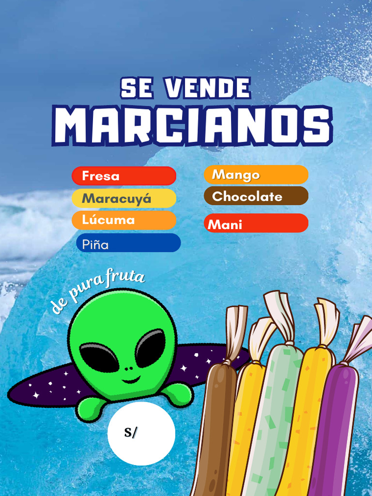 Cartel Se Vende Marcianos de Fruta Foto Refrescante Celeste y Azul ...