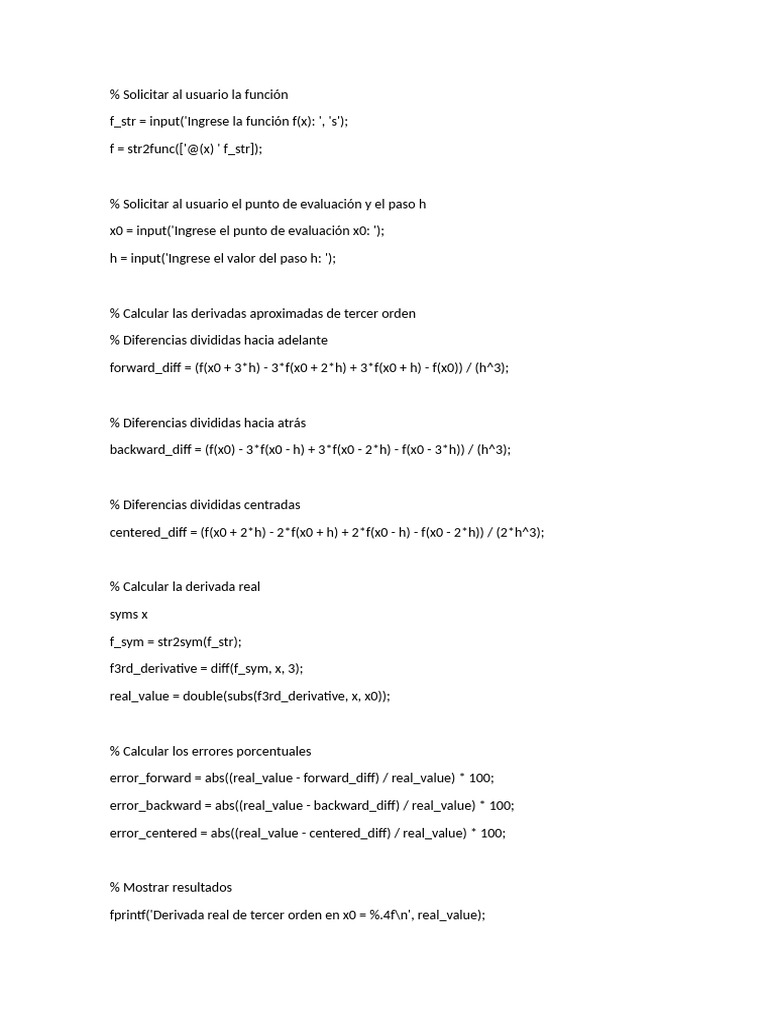 Solicitar Al Usuario La Función PROGRAMA EN MATLAB | PDF