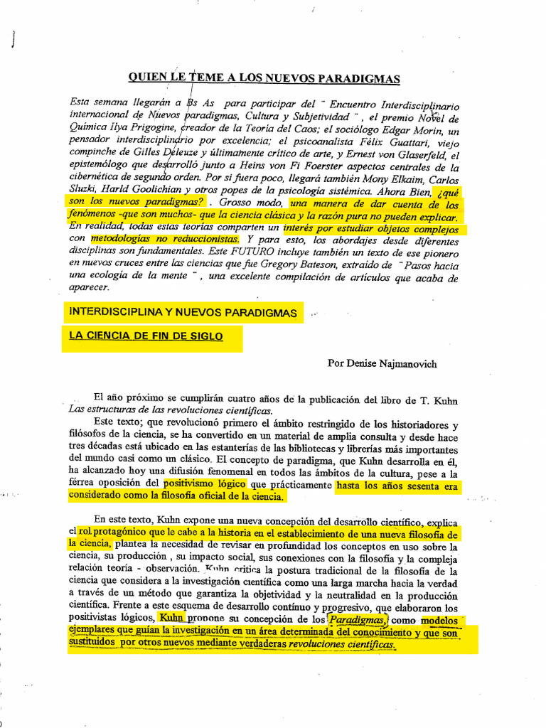 ¿Quién Le Teme A Los Nuevos Paradigmas | PDF