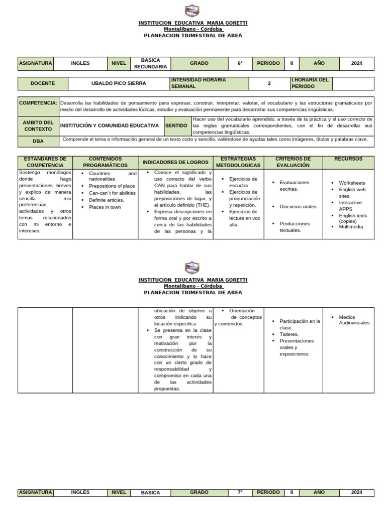 2nd Term | PDF | Idioma en Inglés | Institución