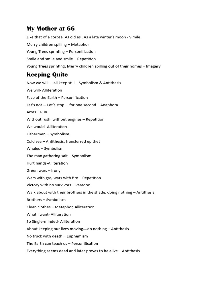 poetic devices class12 | PDF | Figures Of Speech | Rhetorical Techniques